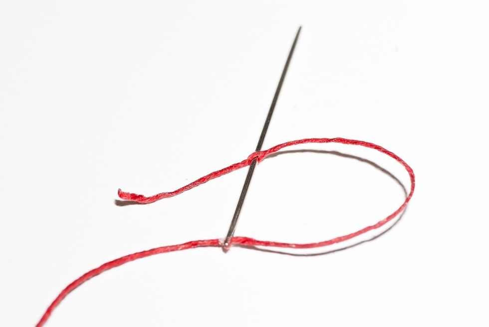 How to thread a needle for hand sewing leather - B+C Guides