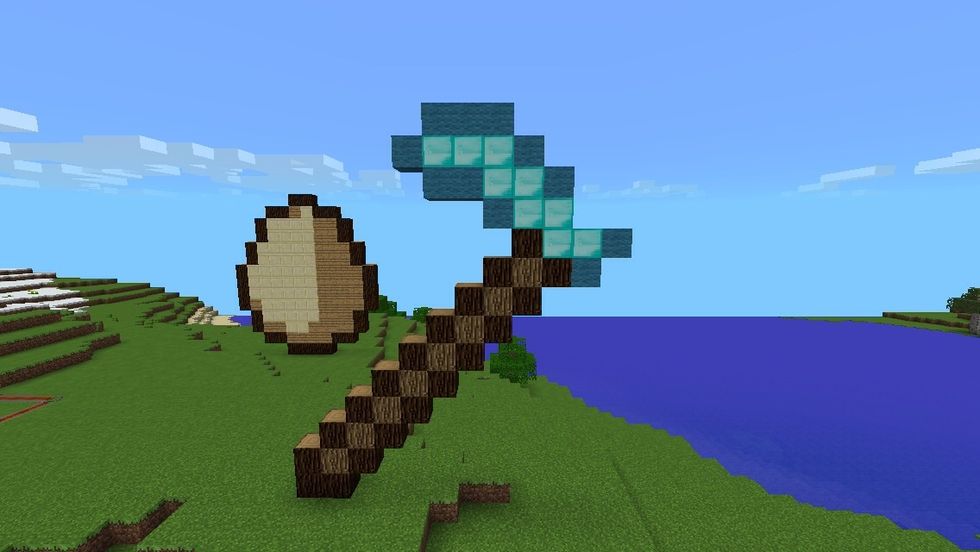 How to make a diamond hoe (minecraft pixel art) - B+C Guides