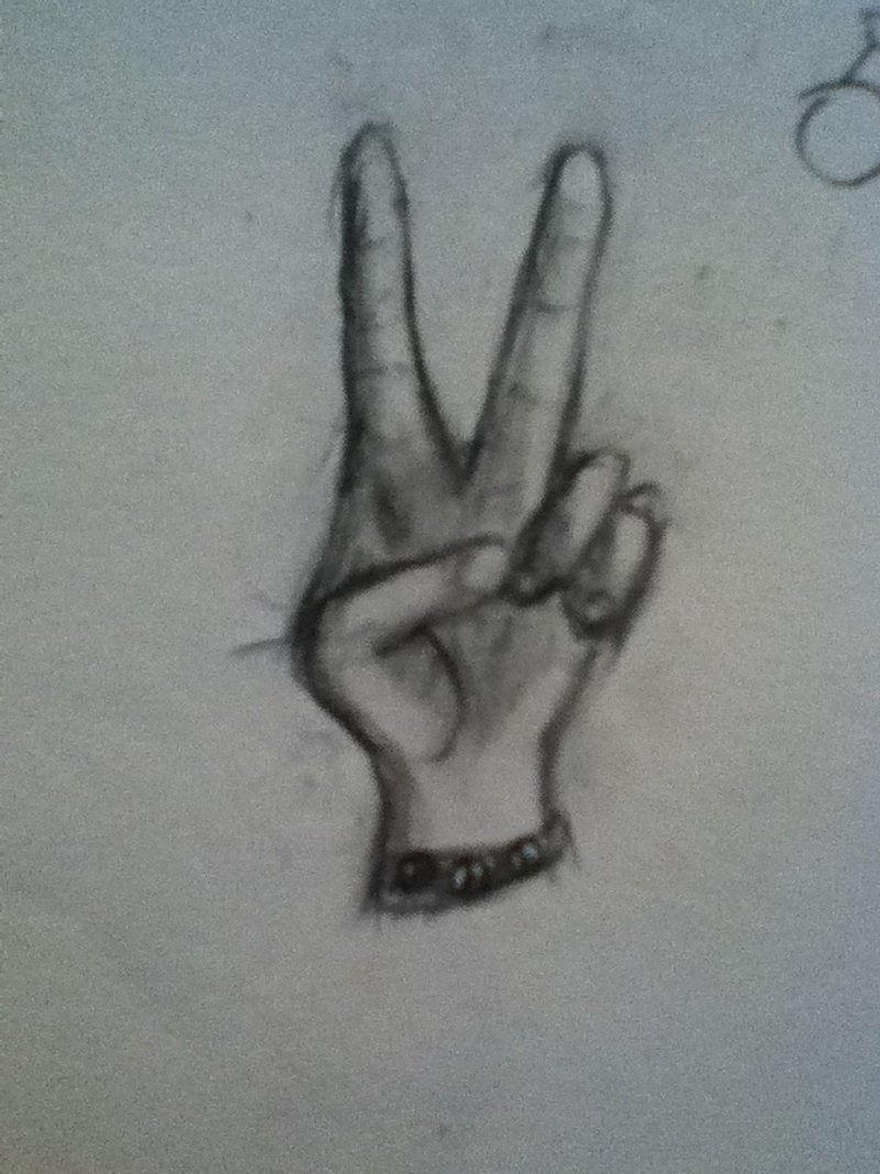 Contour Drawing Hand Peace Sign Illustration Of Tranquility Concept