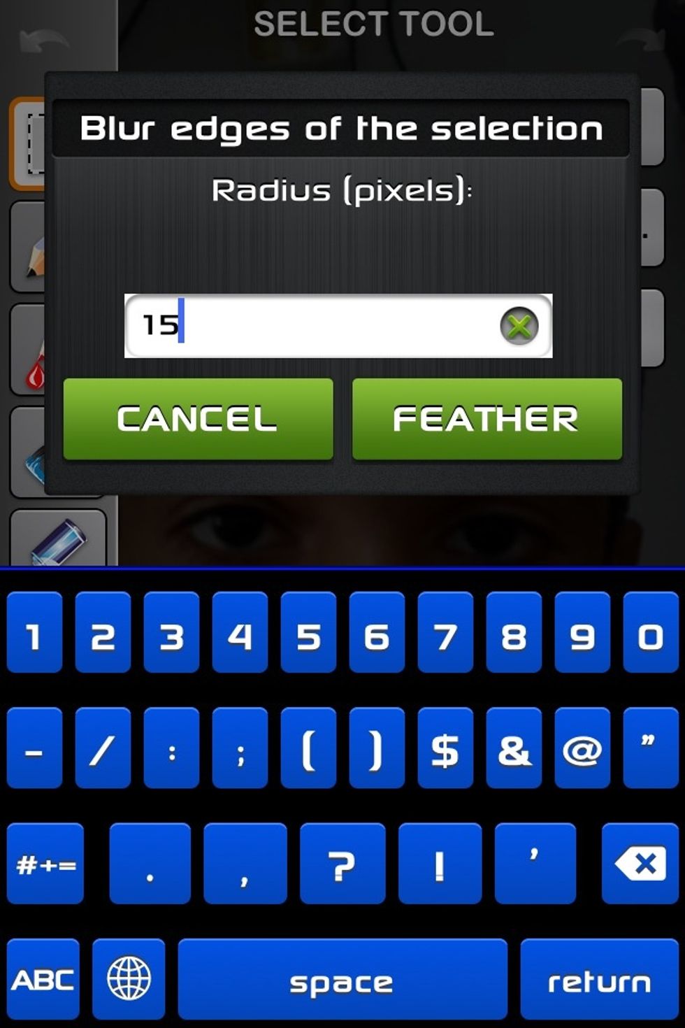 Now go to the selection tool and tap it twice(to open advanced), and ...
