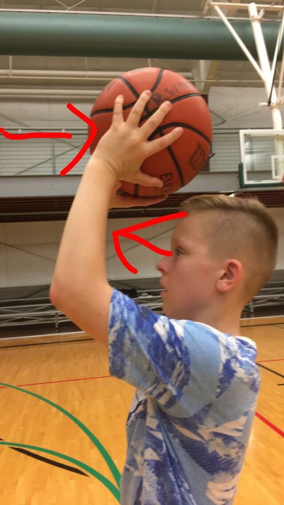6. Put your non-dominant hand on the side of the basketball. Make sure ...