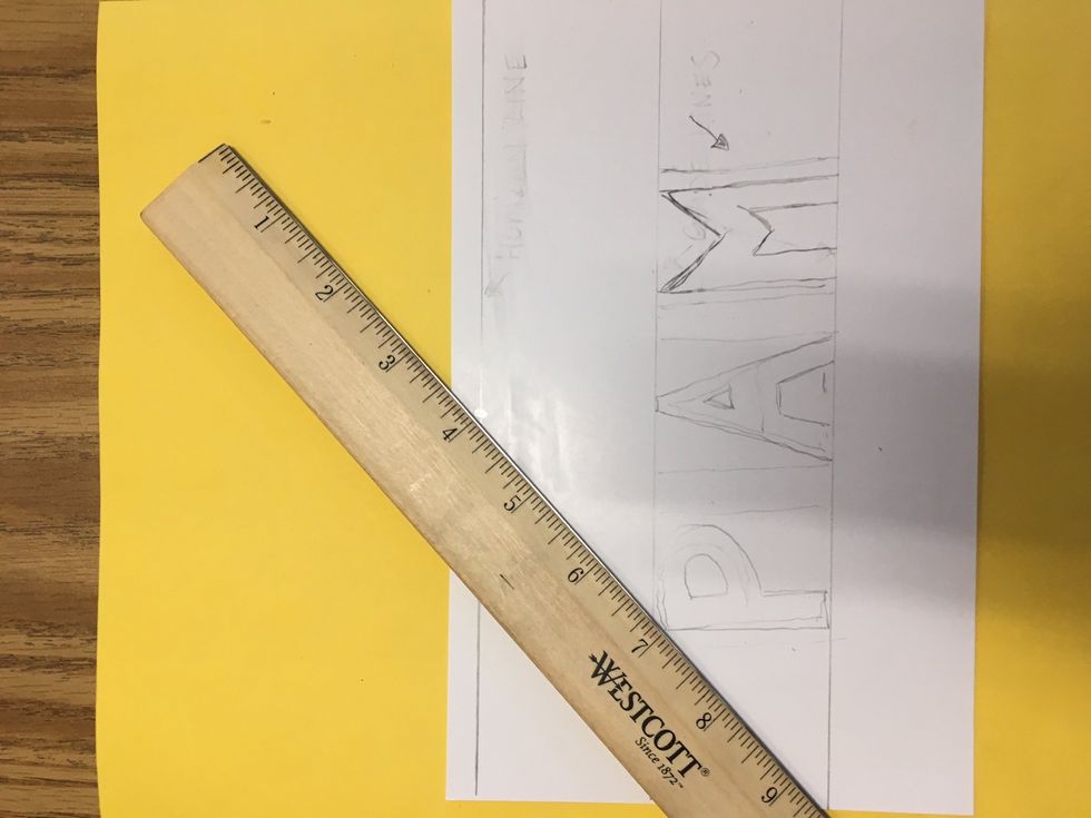 5) Using your ruler, line it up with the tops of the letters and the ...