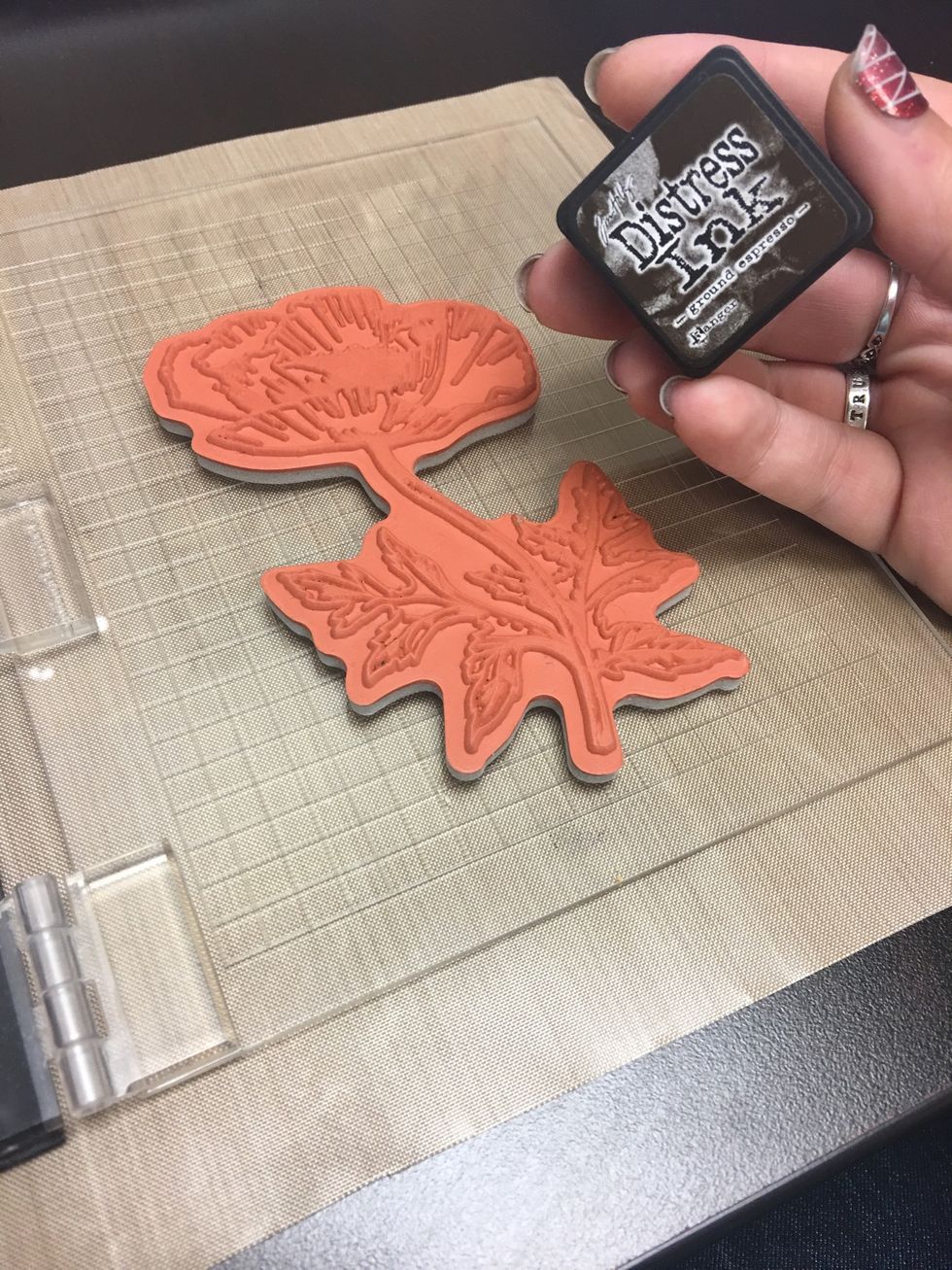 Using ground espresso distress ink, ink stamp - B+C Guides