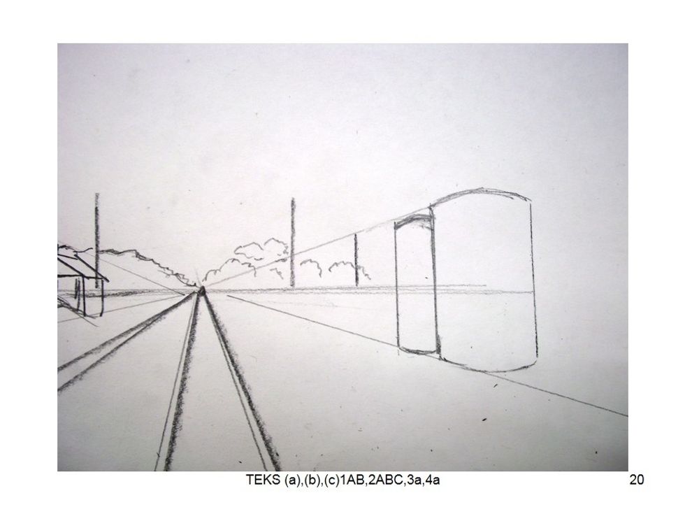 How to draw a train in 1 point perspective - B+C Guides