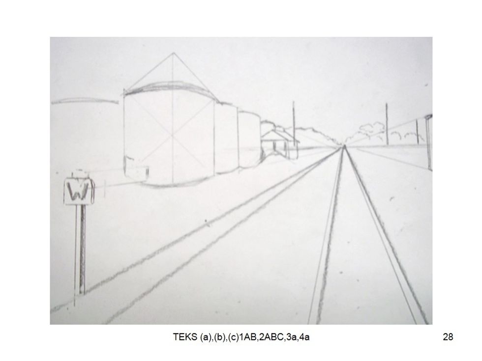 How to draw a train in 1 point perspective - B+C Guides