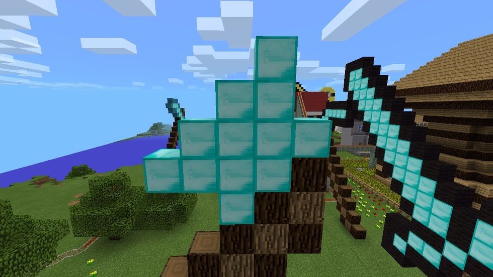 How to make a diamond axe (minecraft pixel art) - B+C Guides