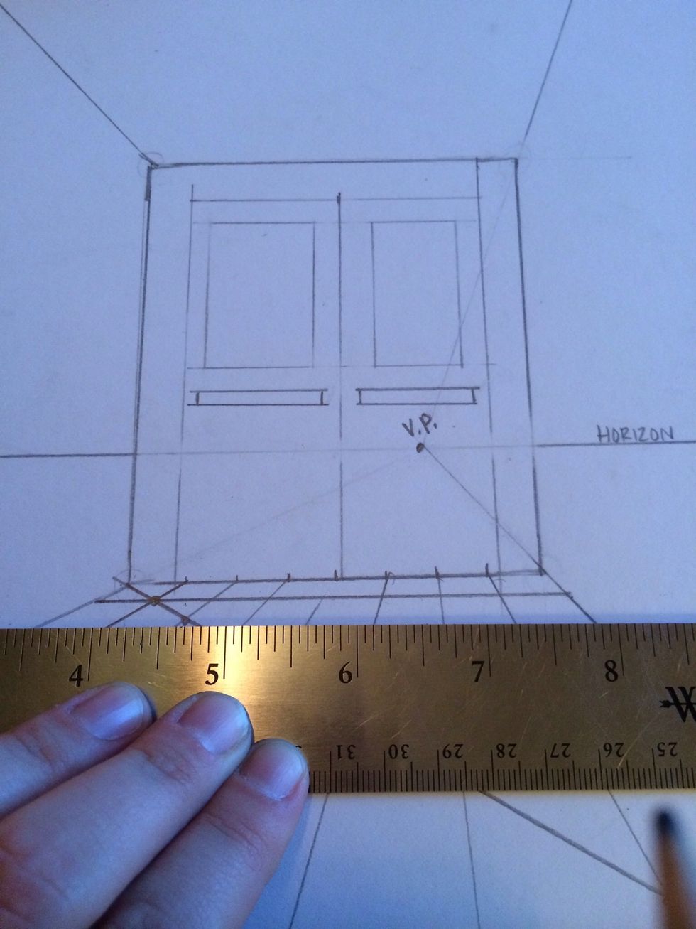 How to draw a hallway in 1-point perspective, part 2 - B+C Guides