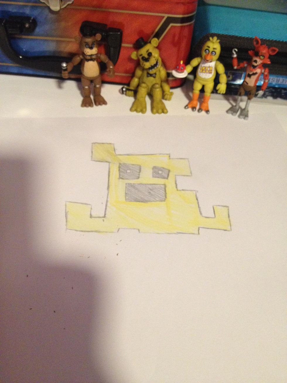 How to draw golden freddy from fnaf - B+C Guides