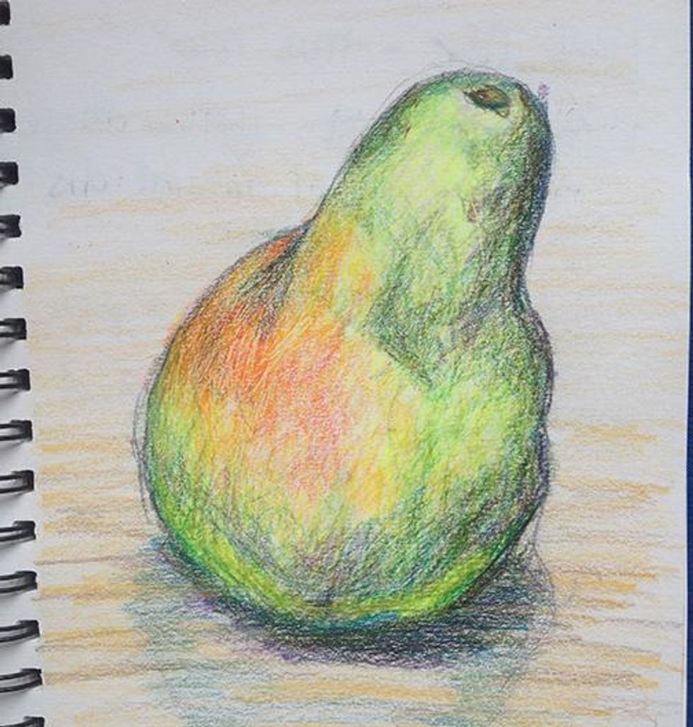 How to use colored pencils to draw a pear - B+C Guides