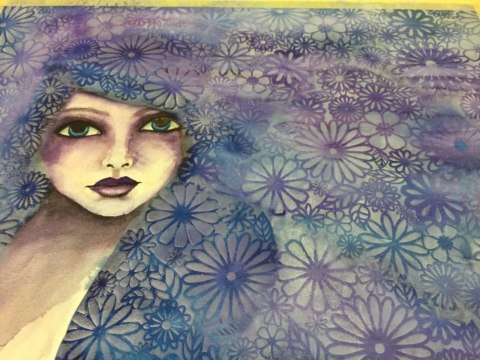 How to use stencils in a watercolour painting - B+C Guides