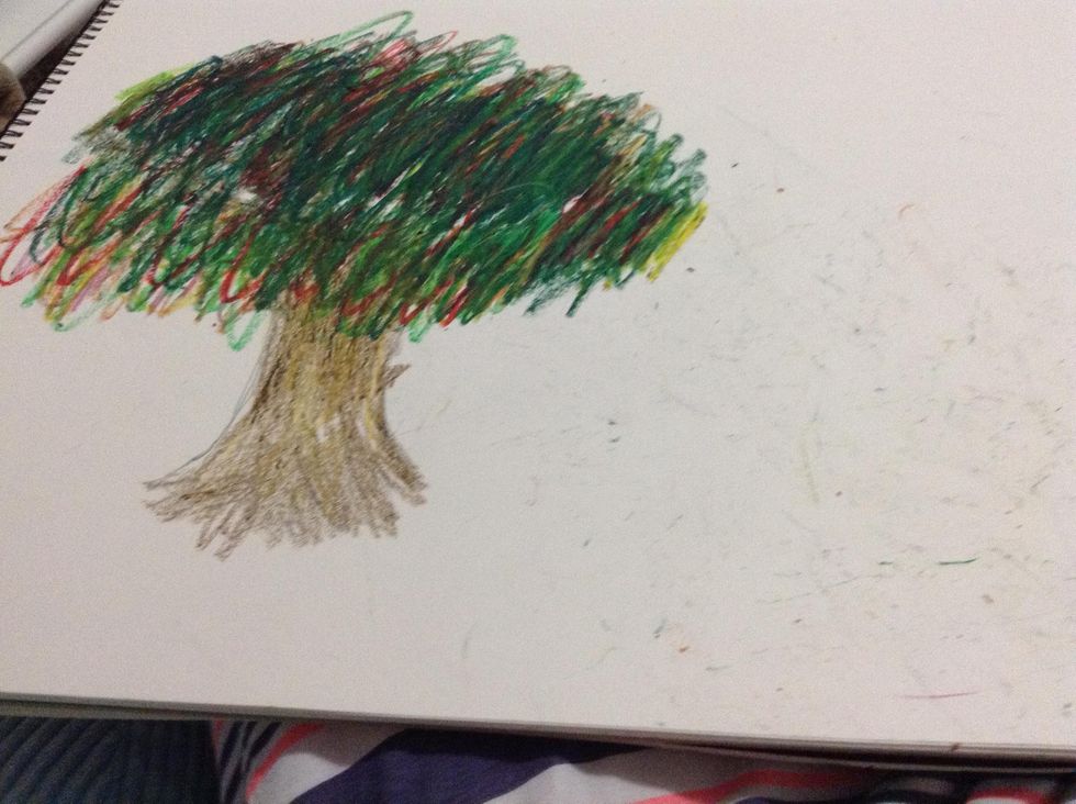 How to draw a oil pastel tree - B+C Guides