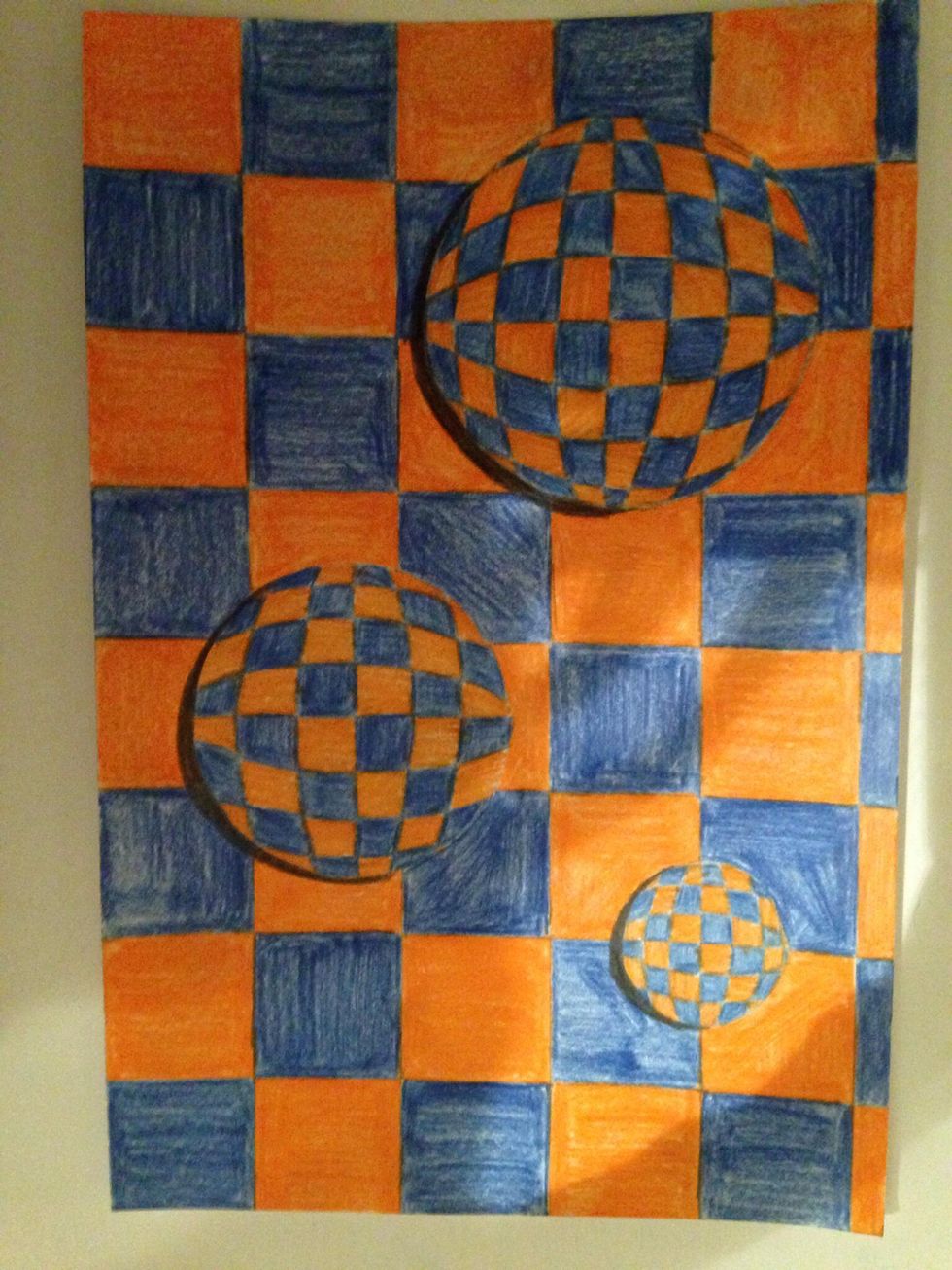 How to draw a checkerboard sphere op art - B+C Guides