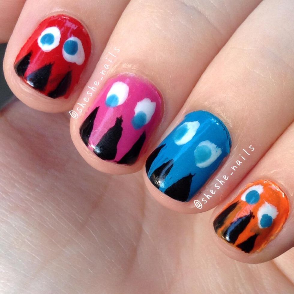 How to do pacman ghost nails - B+C Guides