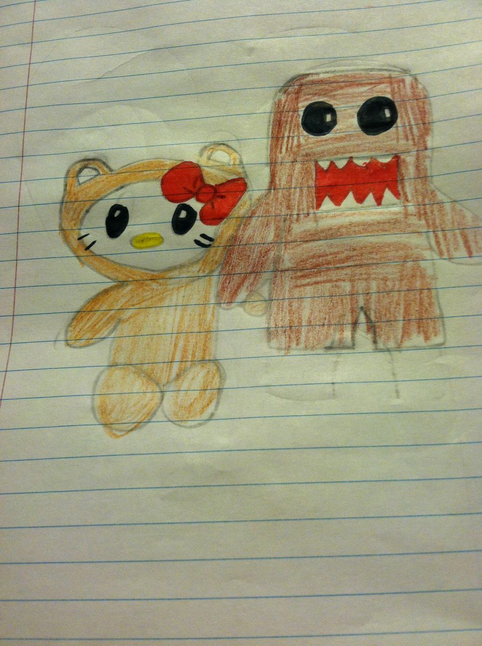 How to draw domo and hello kitty - B+C Guides