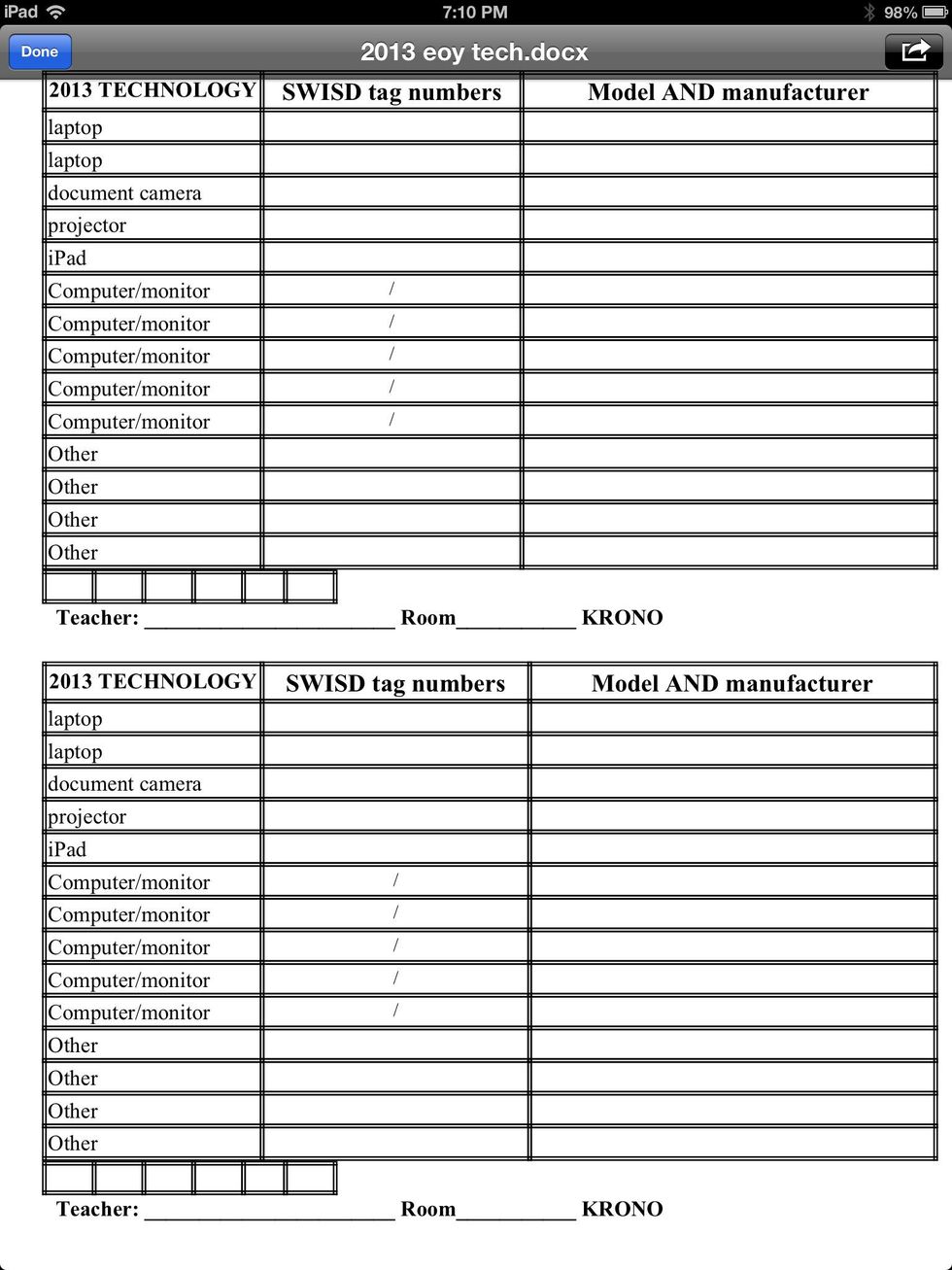 How to Fill Out Your SWISD Tech Card for EOY 2013 - B+C Guides