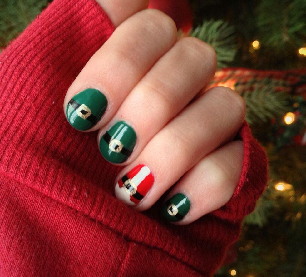 How to create santa and elf suit nails - B+C Guides