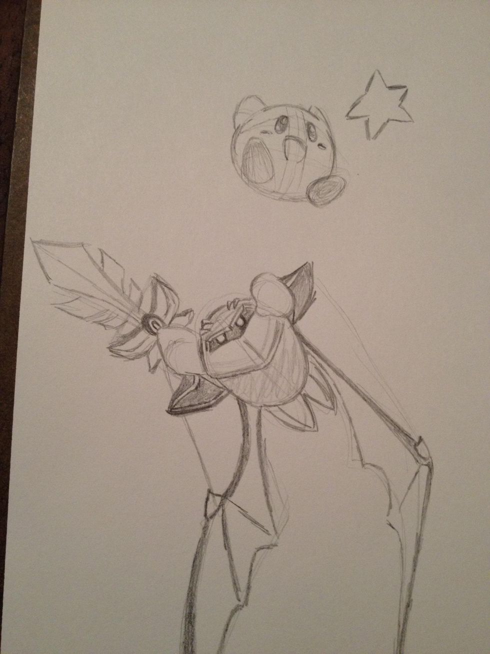 How to draw easy - kirby and meta knight - B+C Guides