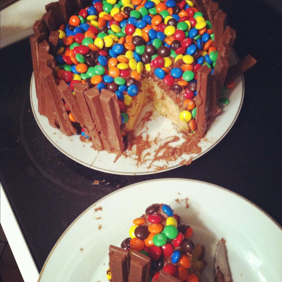 How to make a kit kat and m&m cake - B+C Guides