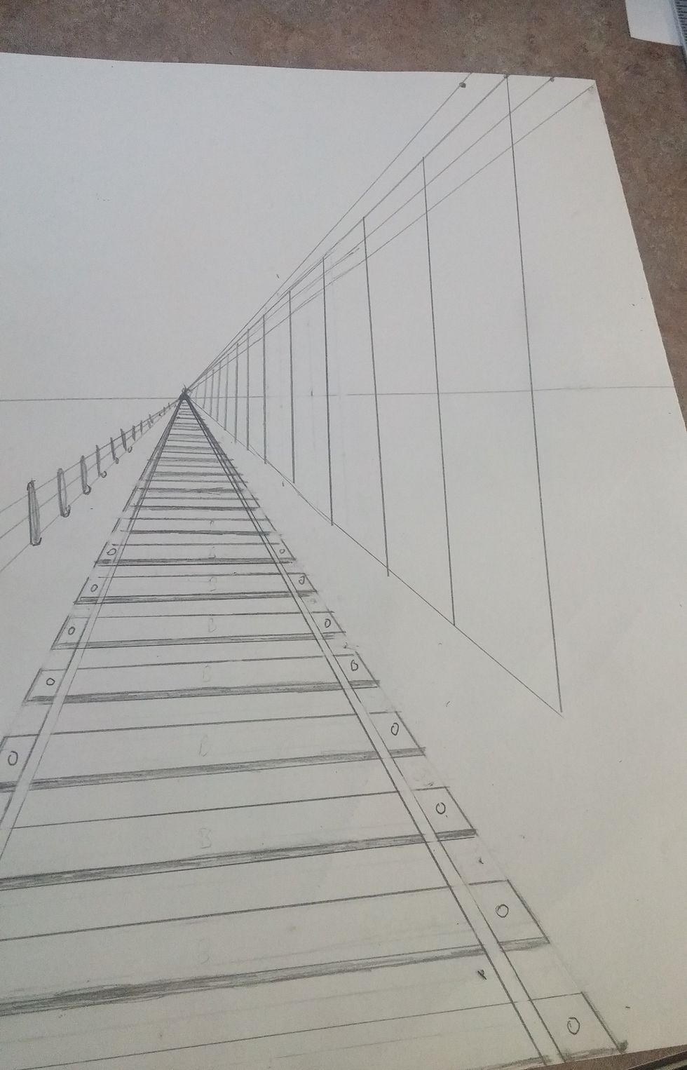 How to draw a 1-point perspective railroad - B+C Guides