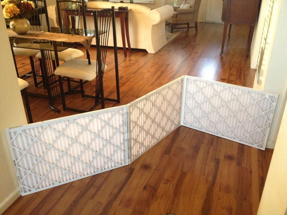 How to make a temporary pet barricade out of a/c filters - B+C Guides