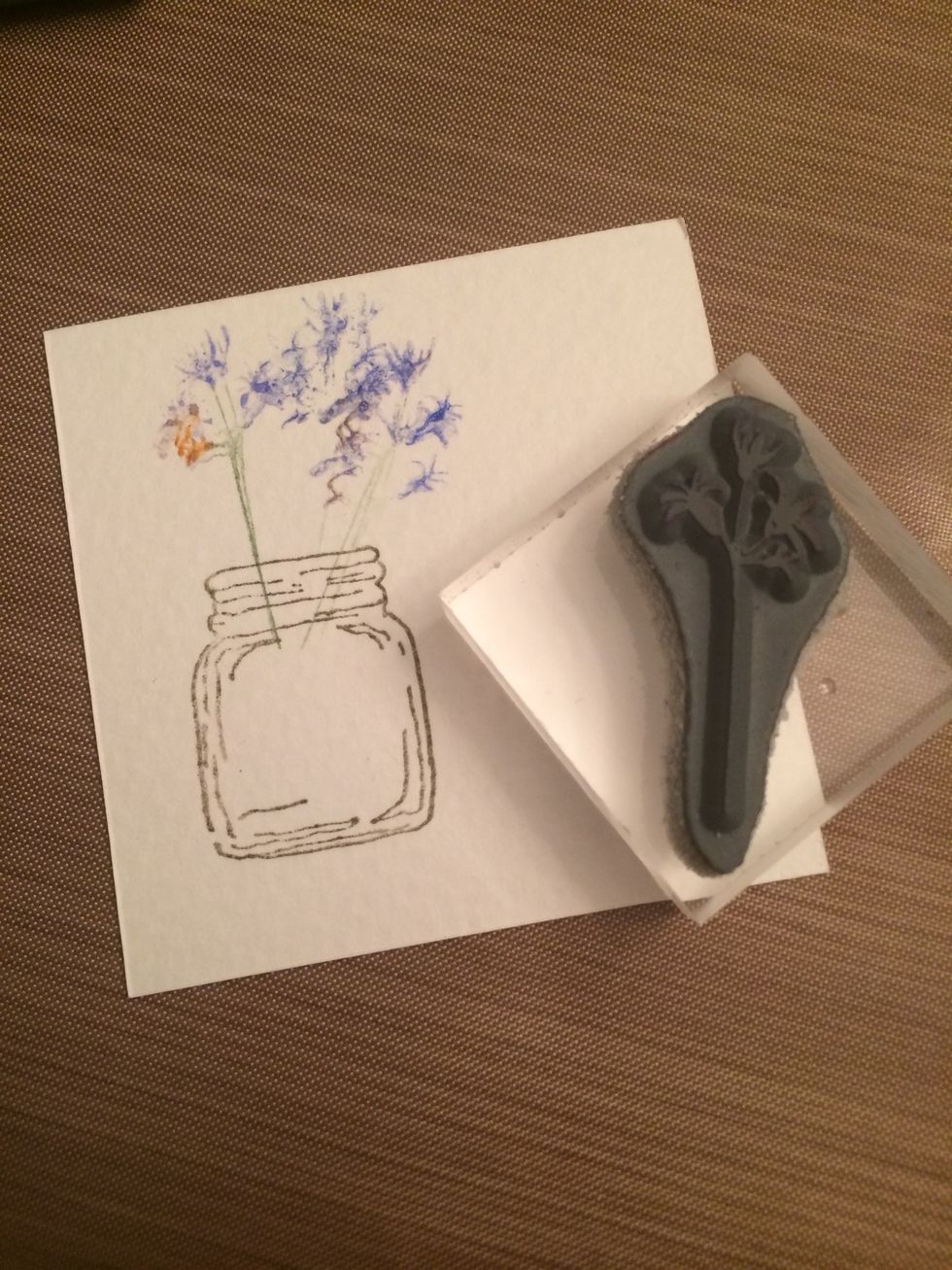 How to create a mini watercolor with stamps - B+C Guides